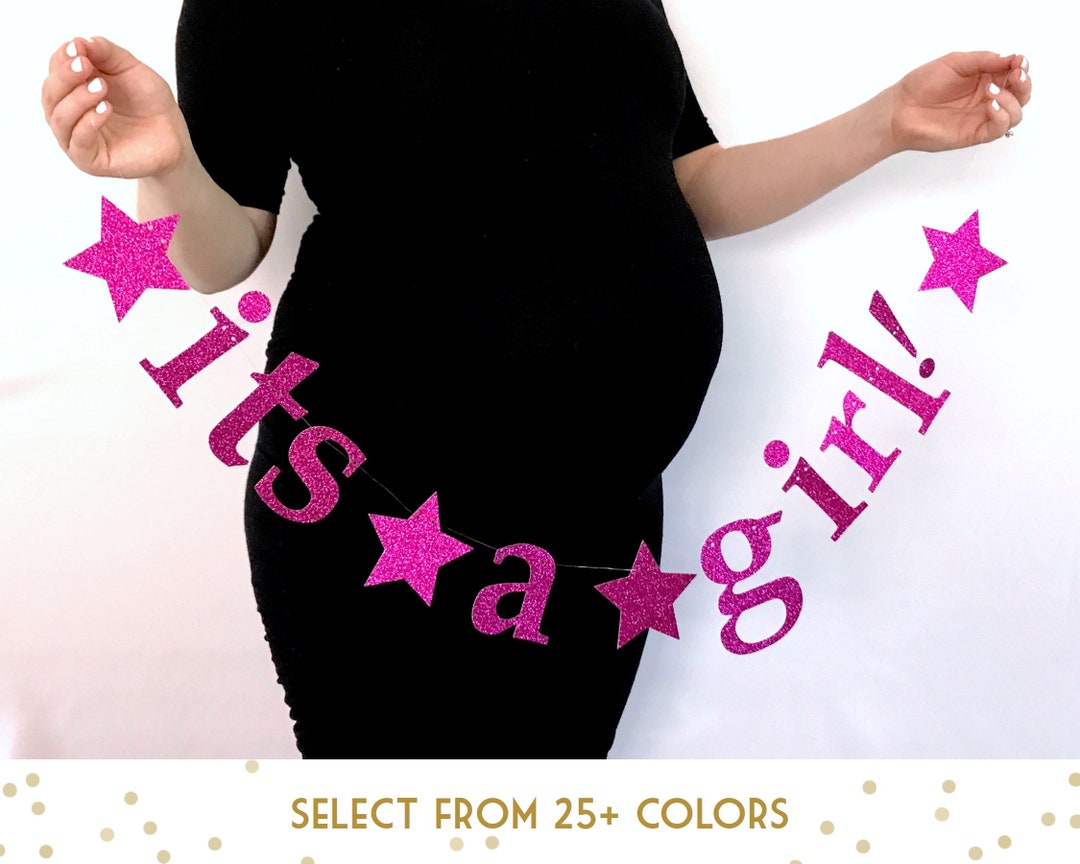 It's A Girl Baby Shower Glitter Banner - Baby Girl Gender Reveal, Photo ...