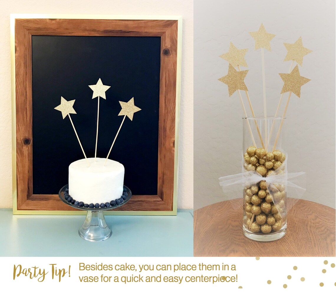 Glitter Star Cake Topper - Birthday Cake, Baby Shower, Wedding, Bridal ...