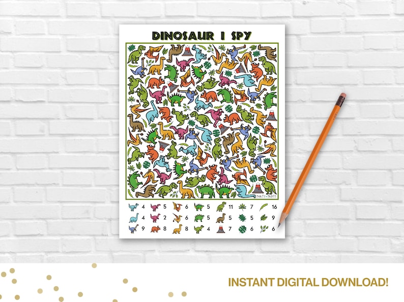 Printable Dinosaur I Spy Page Children's Activity for | Etsy