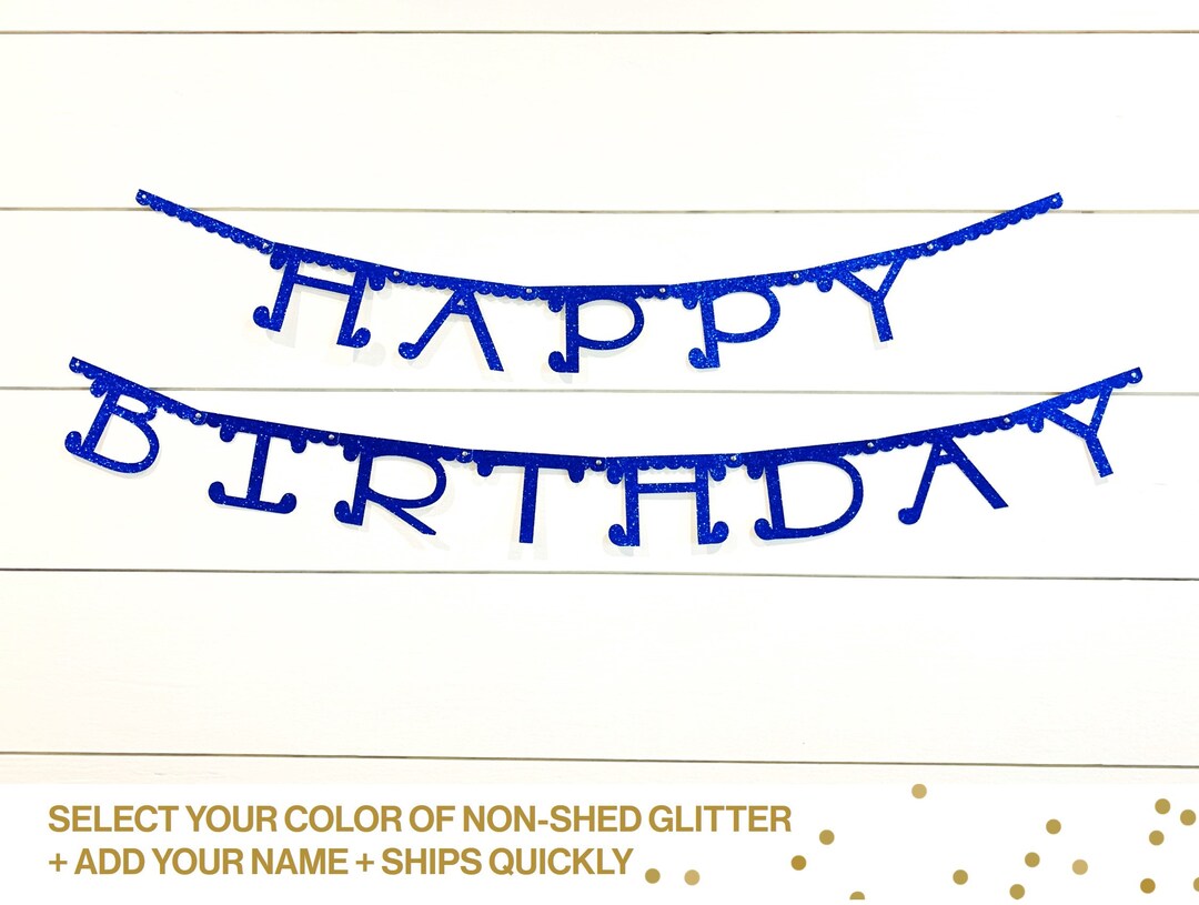 Happy Birthday Glitter Banner - Choose Your Colors, Custom Name ...