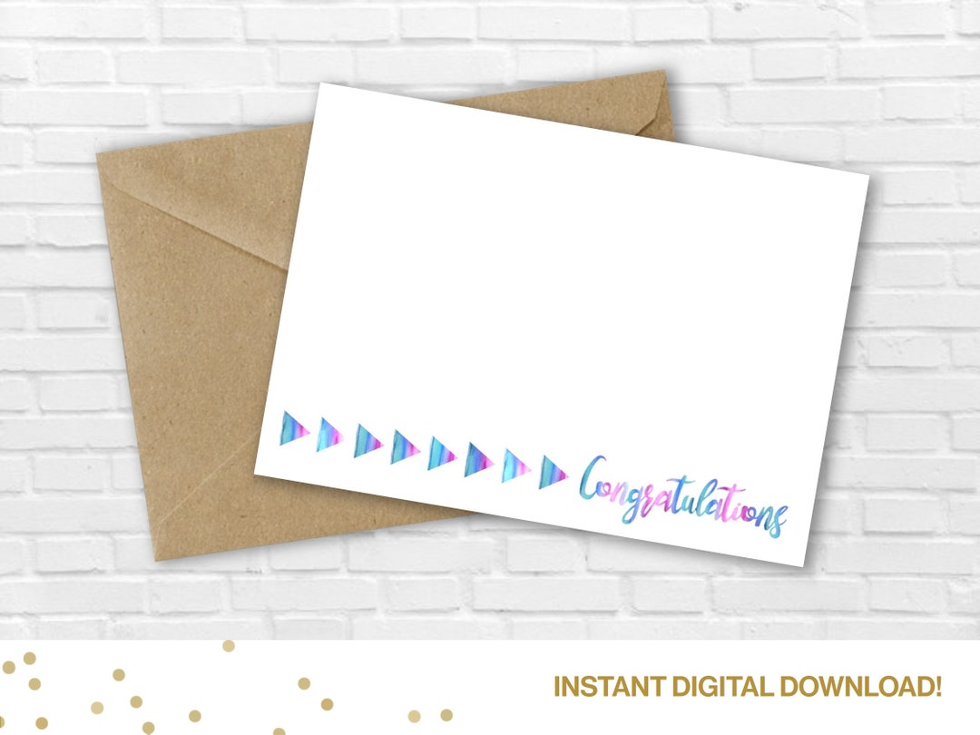 Congratulations Printable Card- Blue & Purple Watercolor - Wedding ...