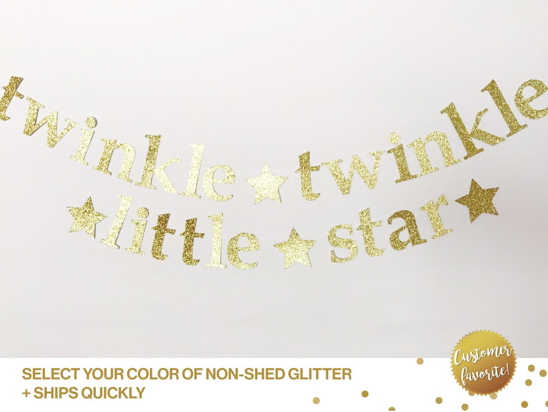 Twinkle Twinkle Little Star Glitter Banner - Baby Shower, Nursery Decor ...