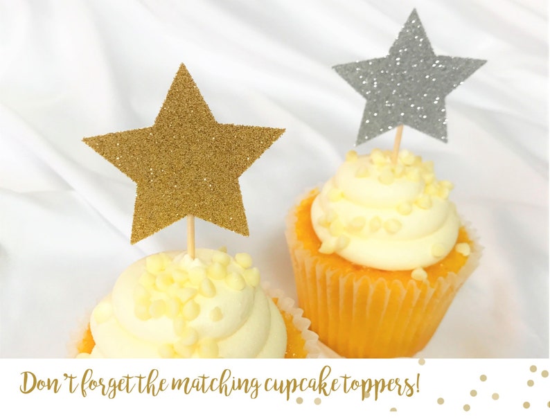 Glitter Star Cake Topper - Birthday Cake, Baby Shower, Wedding, Bridal ...