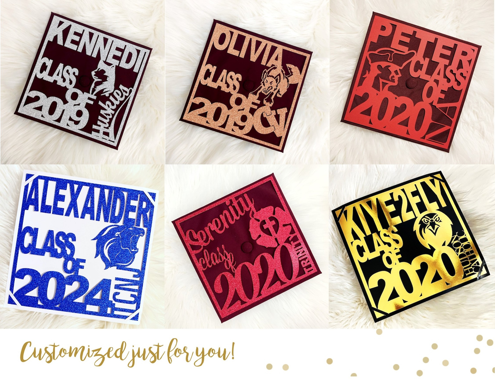 Custom Graduation Cap Topper: Grad Cap Topper School Name - Etsy