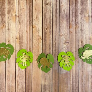 Jungle Animal & Leaf Banner- Jungle Leaf, Tropical Leaf, Jungle Animal ...