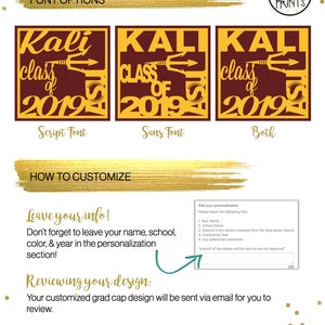 Custom Graduation Cap Topper: Grad Cap Topper, School Name, School ...