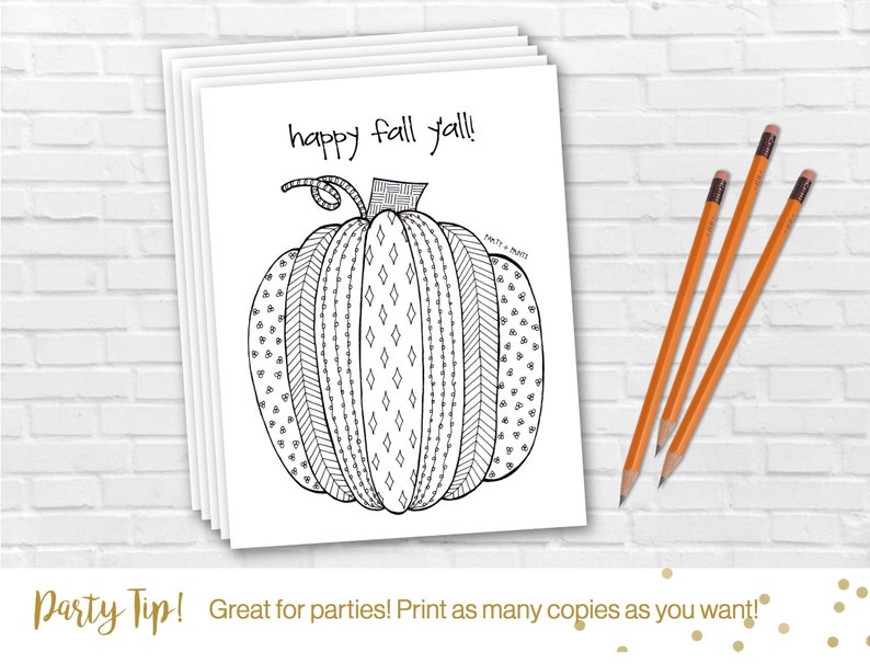 Fall Pumpkin Printable Adult Coloring Page Happy Fall - Etsy