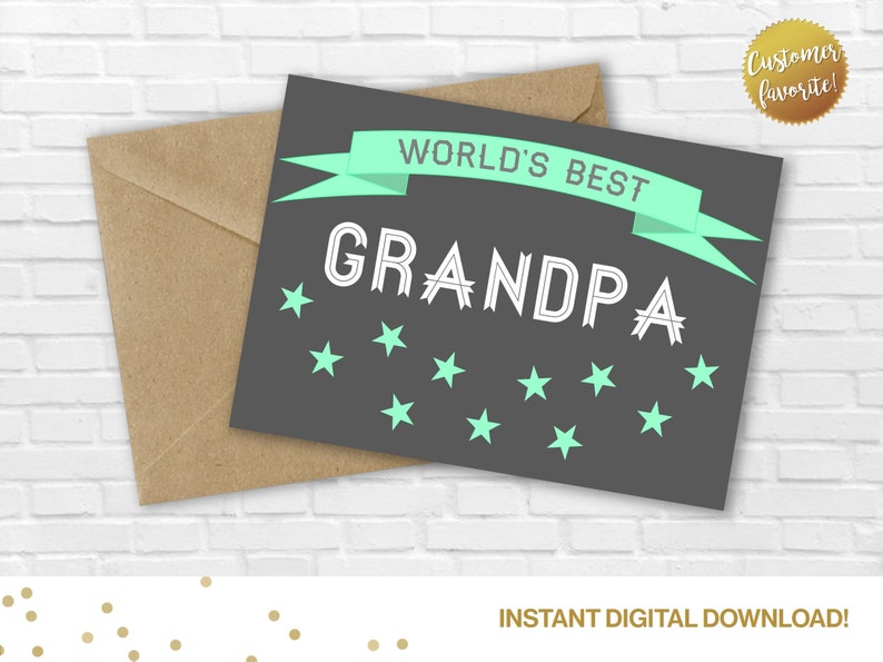 World's Best Grandpa Printable Card - Father's Day, Grandpa Birthday - Etsy