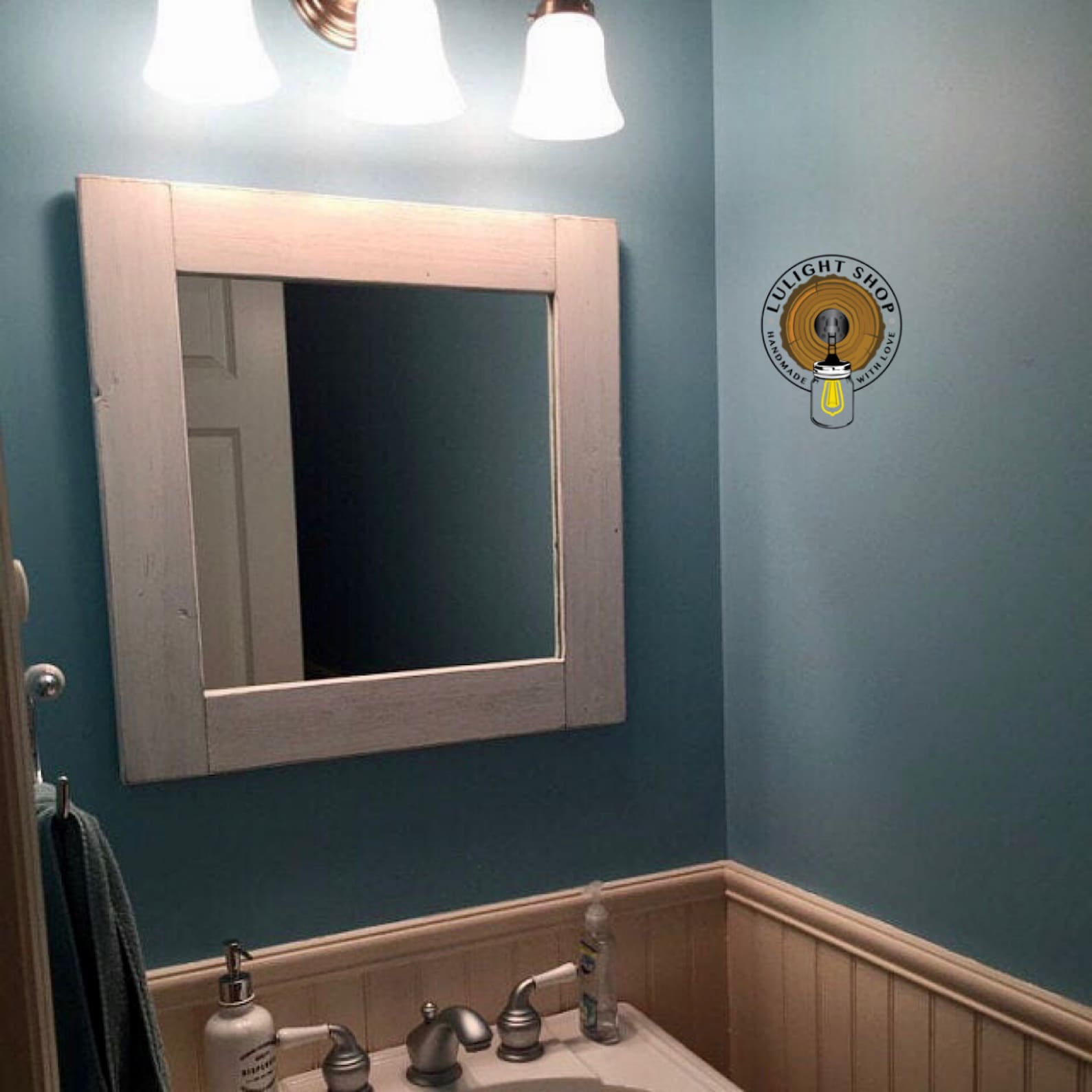 WHITEWASH Mirror, White Wood Frame Mirror, Bathroom Mirror, Wall Mirror ...