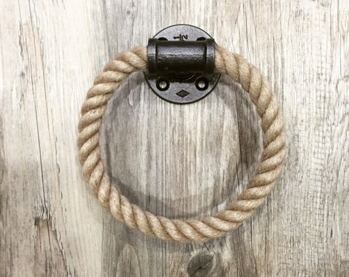 Rope Towel Holder, Nautical Towel Ring, Modern Holder, Bathroom Decor ...