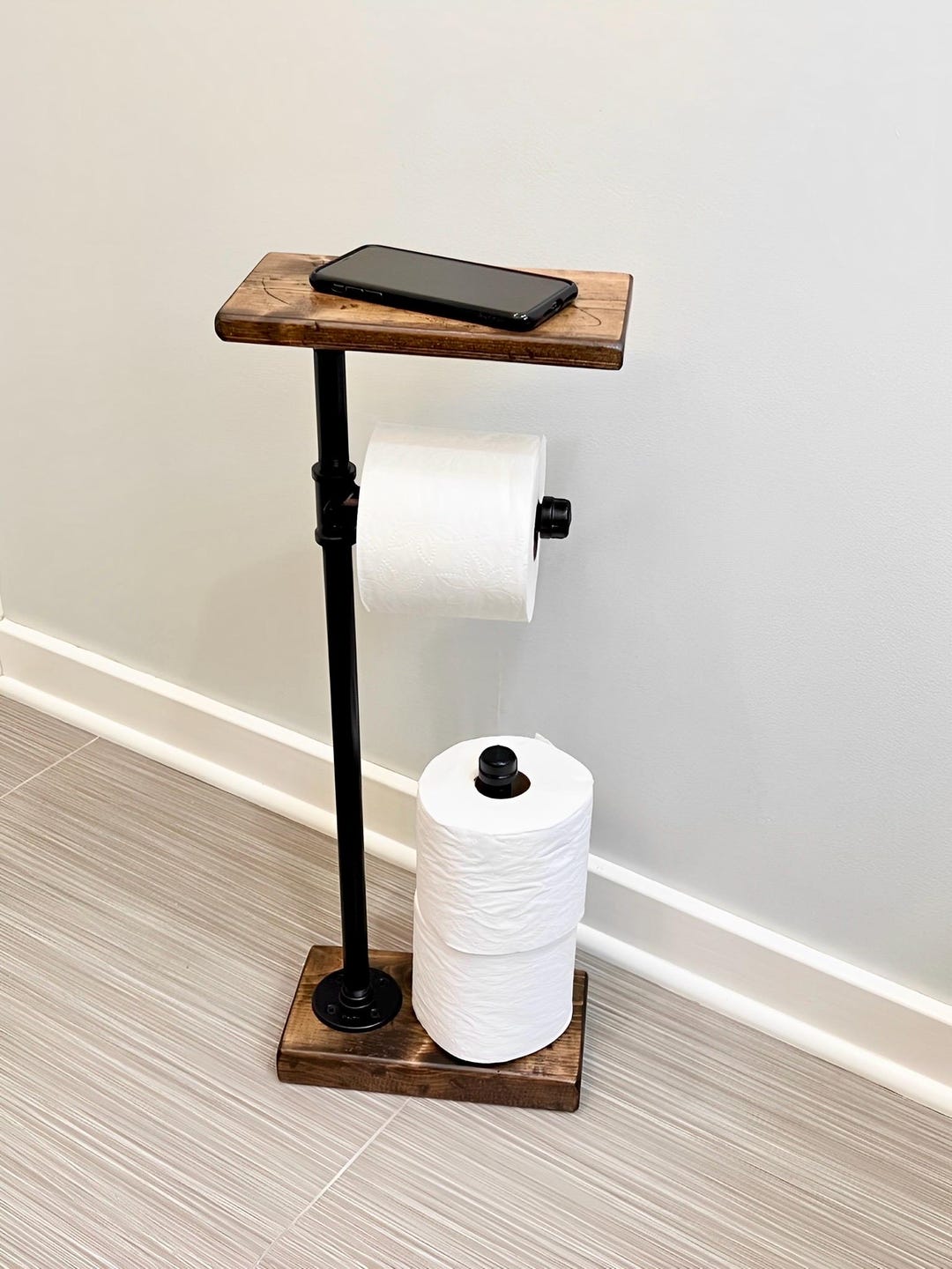 Toilet Paper Stand With Shelf and Extra Storage, 3 Rolls Paper ...