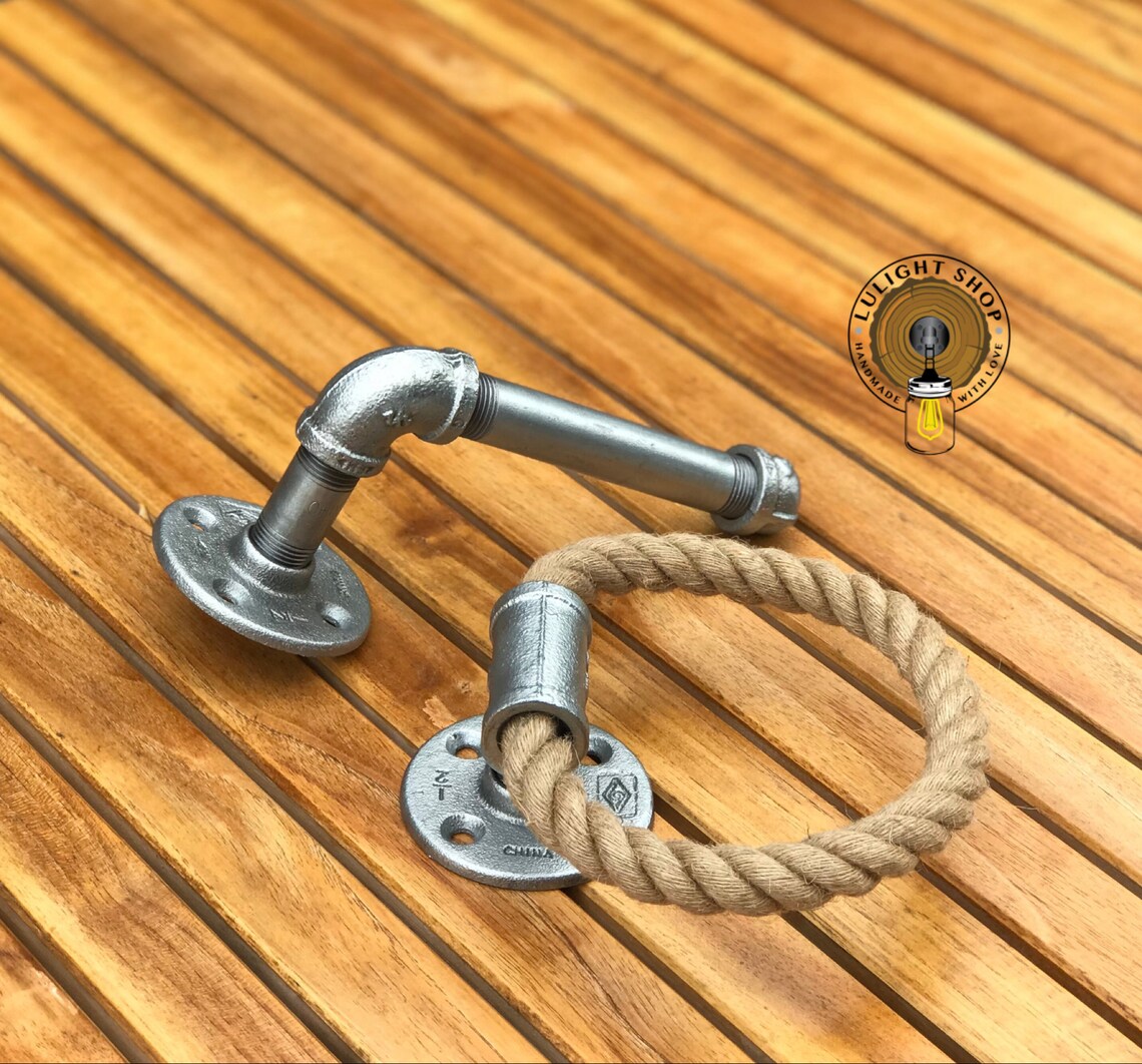 Silver Rope Bathroom Set Nautical Hand Towel Ring Silver | Etsy