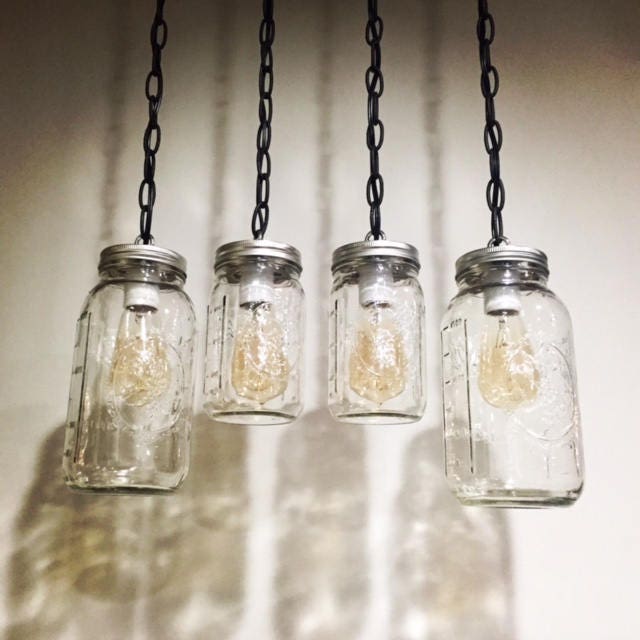 Rustic Industrial Modern Handmade Mason Jar Chandeliers/Rustic | Etsy