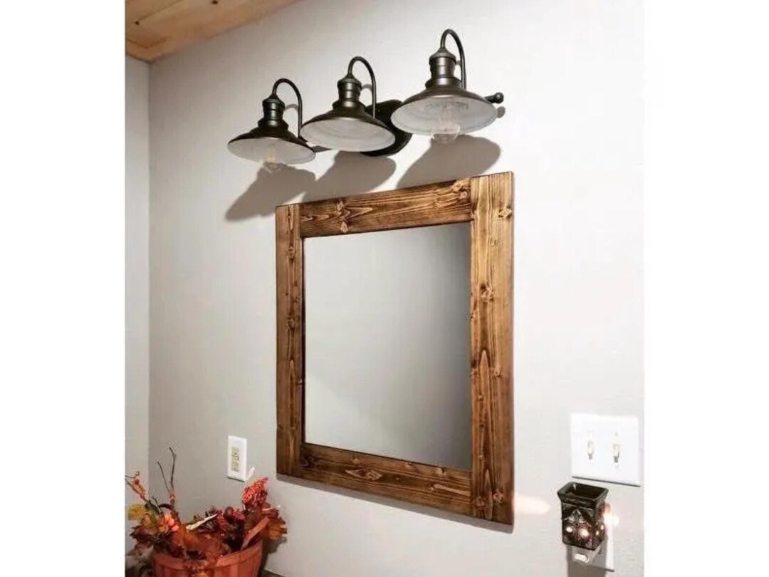 Rustic Decor - Dark Walnut Wood Mirror - Man Cave Decor - Industrial ...