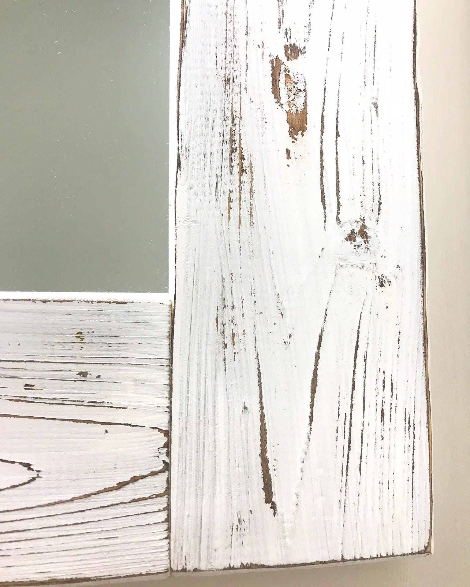 WHITEWASH Mirror, Wood Mirror, Rustic White Mirror, Whitewash Framed ...