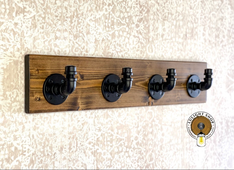 DARK WALNUT Rack Rustic Industrial Modern Handmade Wall - Etsy