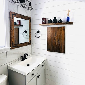 Rustic Wood Framed Mirror, Farmhouse Bathroom Vanity Mirror, Primitive ...