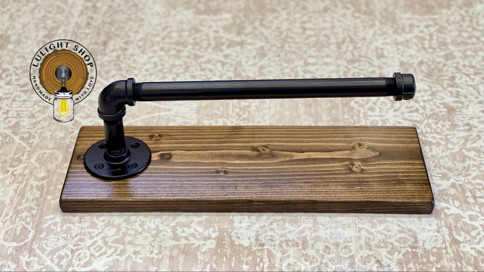 Paper Towel Holder, Industrial Pipe Towel Bar, Towel Bar on Rustic Wood ...