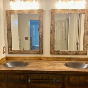 RUSTIC DISTRESSED Mirror, Farmhouse Mirror, Rustic Wood Mirror ...