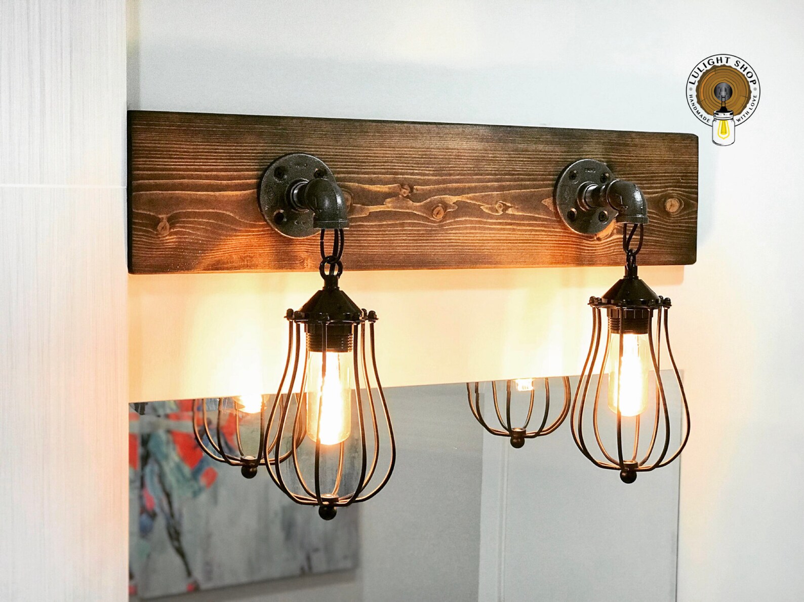 ESPRESSO Cage Light Fixture Farmhouse Light Vanity Light - Etsy