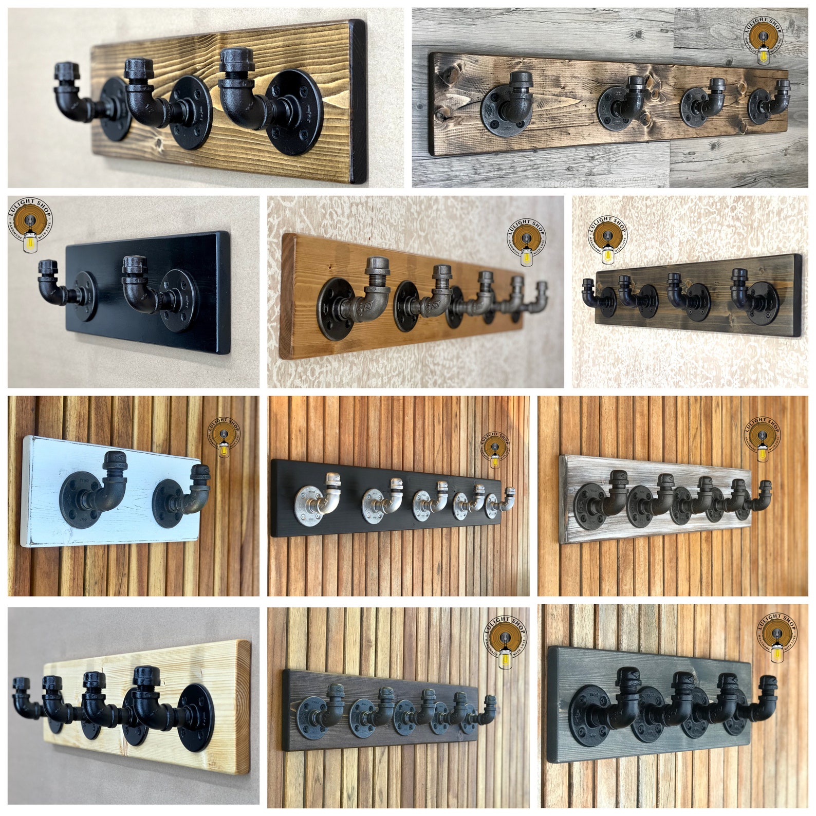 Rustic Wood Shelf With Hooks Coat Rack Towel Hooks Entryway - Etsy