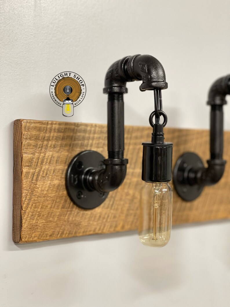 RECLAIMED WOOD Edison Bulb Industrial Wall Vanity Light | Etsy