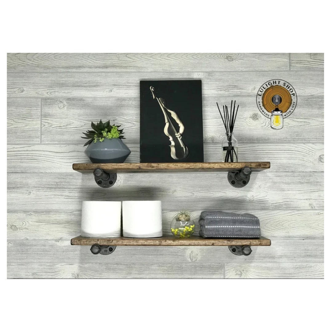 RUSTIC DISTRESSED 7.25 Deep Industrial Floating Shelves, Industrial ...