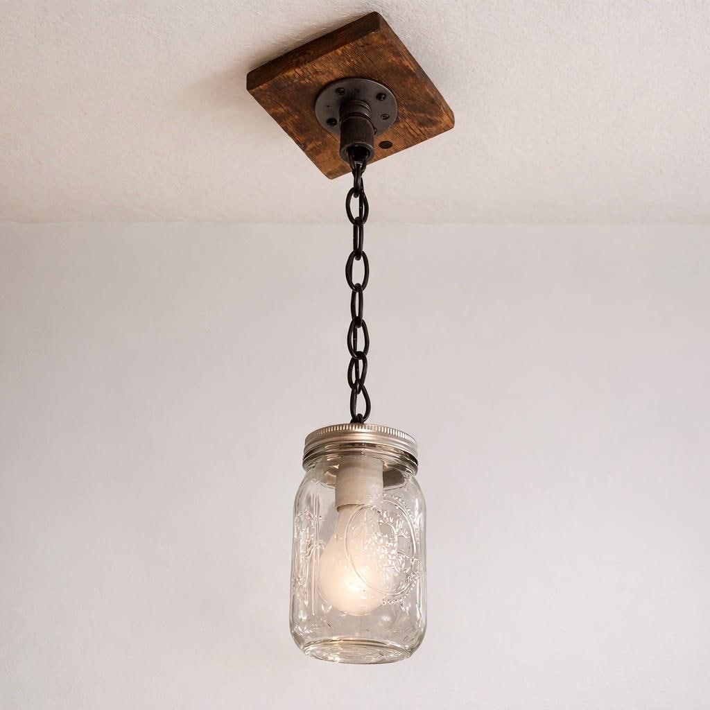 Rustic Mason Jar Pendant Light – Farmhouse Hanging Light Fixture ...