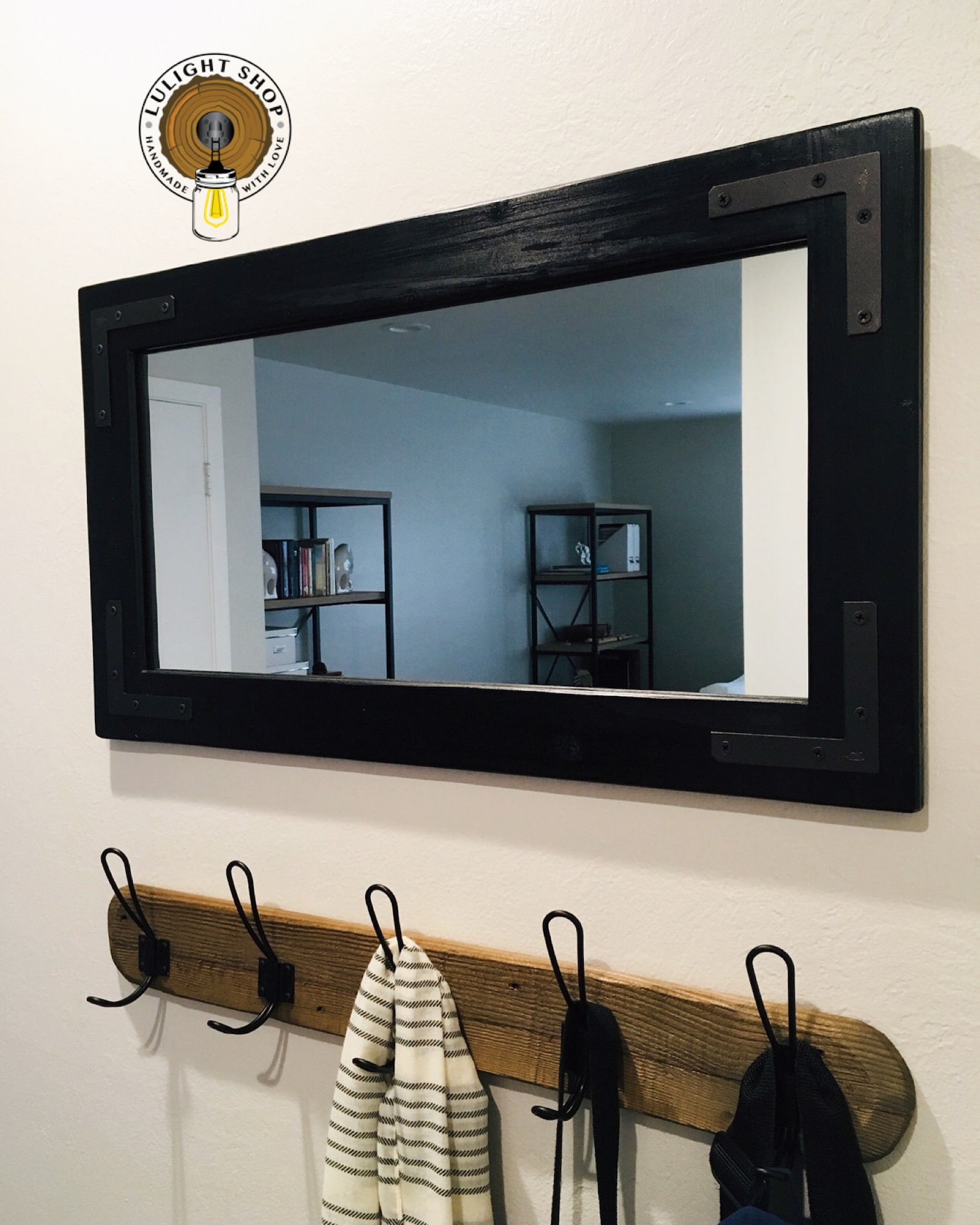 Modern BLACK Mirror Dark Wood Mirror Wood Framed Mirror - Etsy