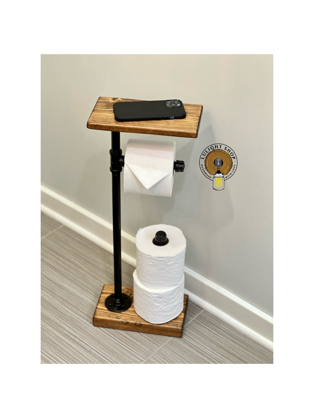 Toilet Paper Stand With Shelf and Extra Storage, 3 Rolls Floor Stand ...