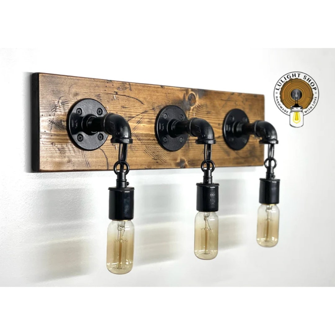 Rustic Edison Bulb Bathroom Light Fixture, Pipe Pendant Light, Pipe ...