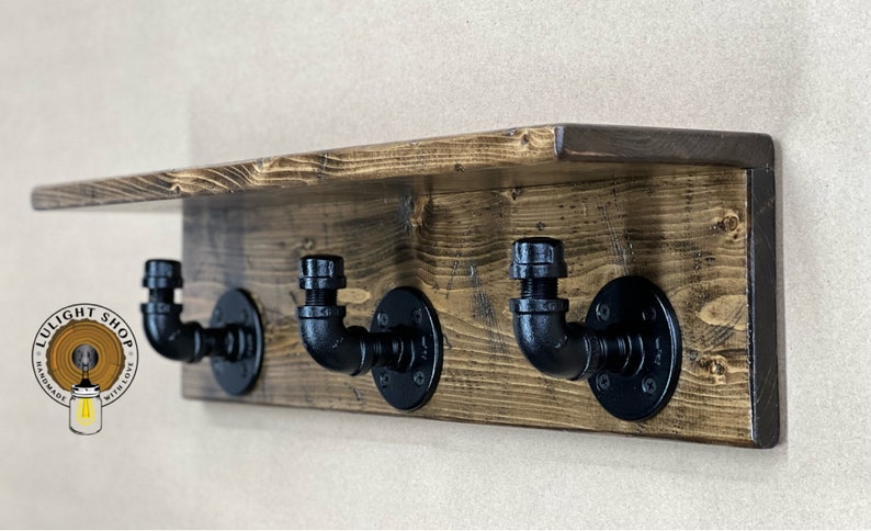 Rustic Wood Shelf With Hooks Coat Rack Towel Hooks Entryway - Etsy
