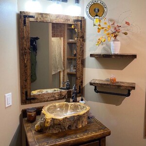 RUSTIC DISTRESSED Mirror, Wall Mirror, Bathroom Mirror, Wood Frame ...