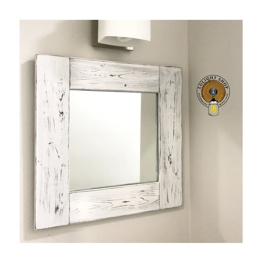 WHITEWASH Mirror, Wood Mirror, Rustic White Mirror, Whitewash Framed ...