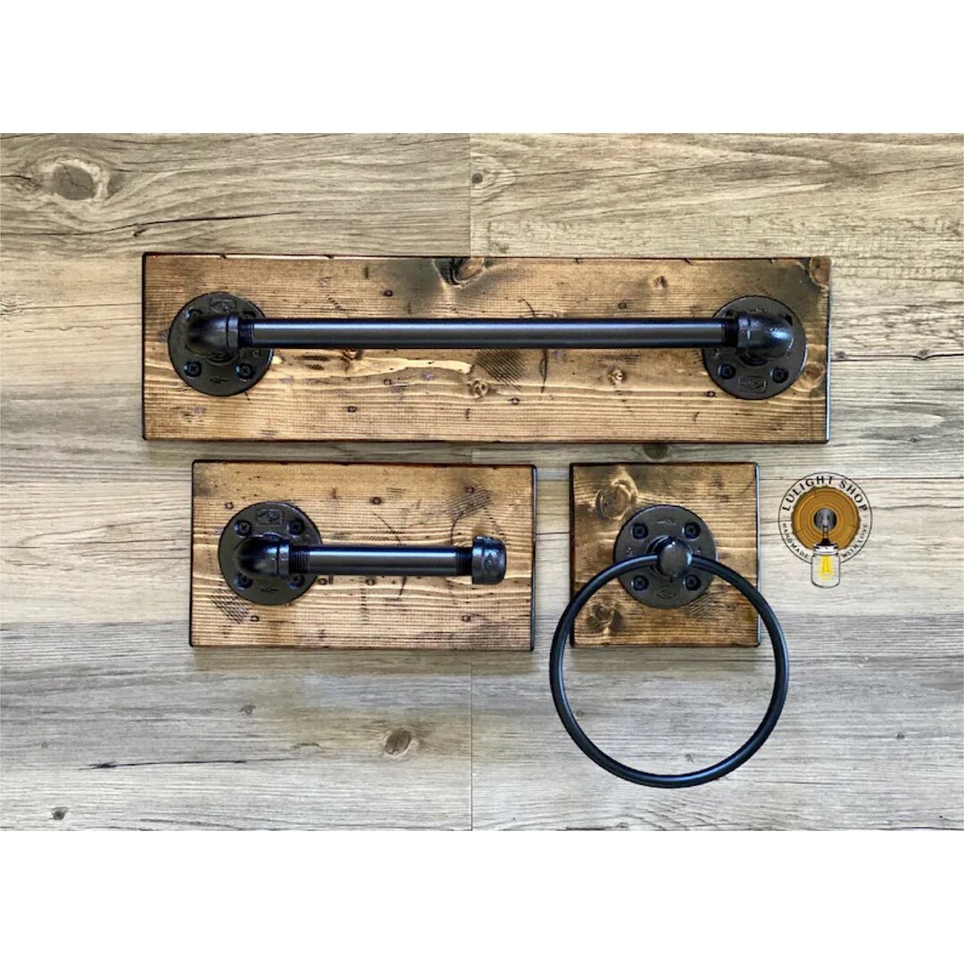 Rustic Bathroom Set, Industrial Pipe Set, Full Bathroom Accessories ...