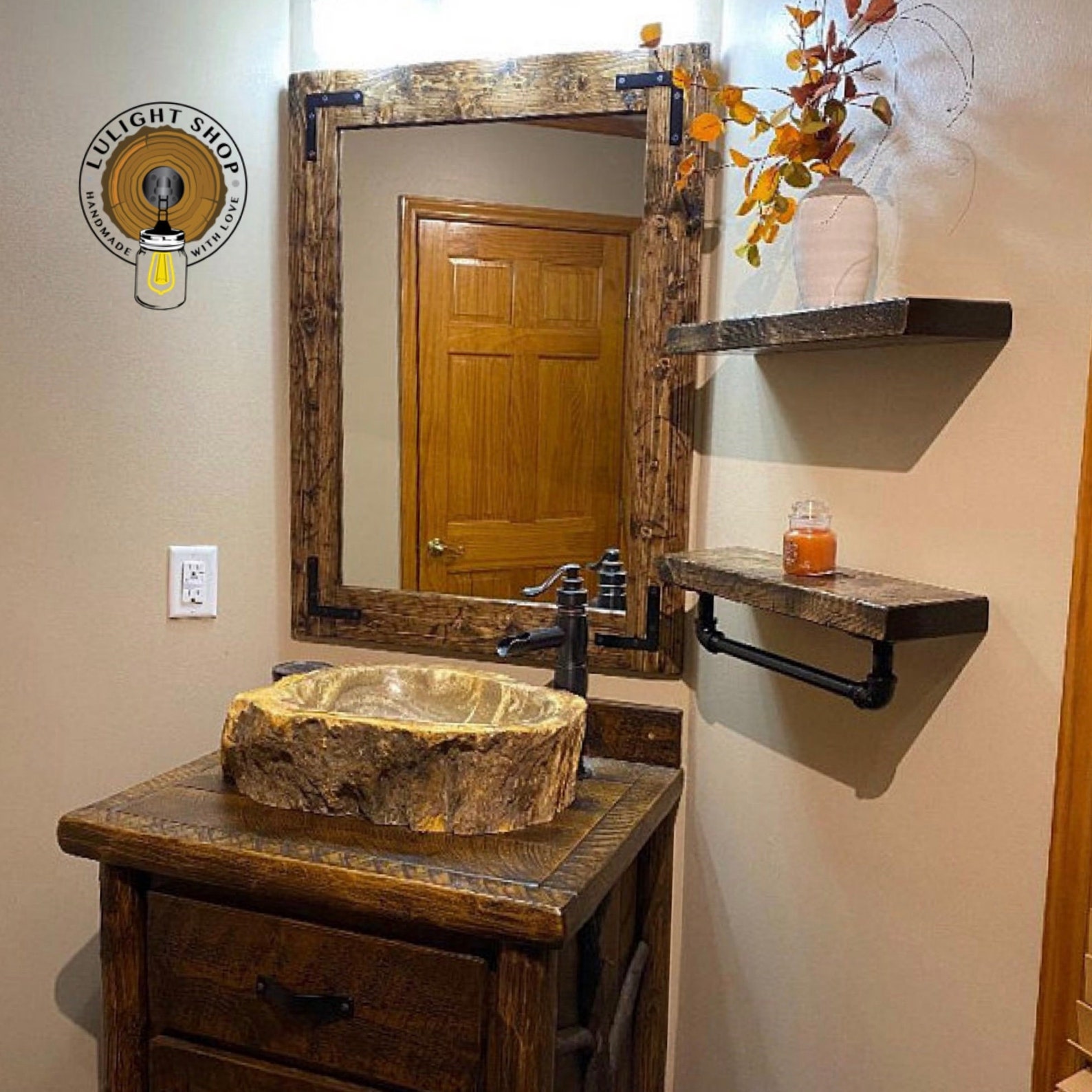 RUSTIC DISTRESSED Mirror Wall Mirror Bathroom Mirror Wood - Etsy