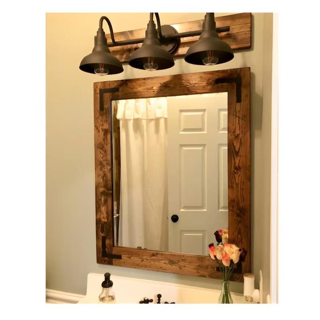 RUSTIC DISTRESSED Mirror, Farmhouse Mirror, Wood Mirror, Bathroom ...