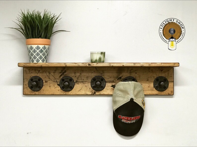 Rustic Farmhouse Pipe Rack With Shelf Mud Room Wall Mount - Etsy
