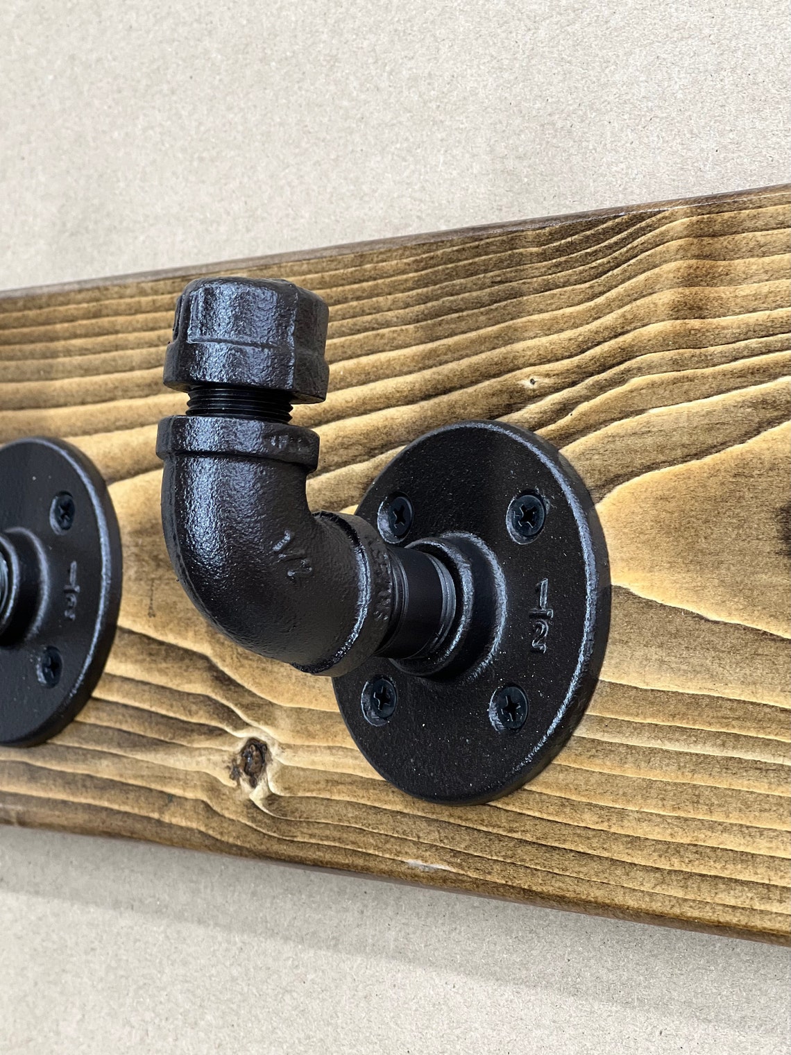 DARK WALNUT Rack Rustic Industrial Modern Handmade Wall - Etsy