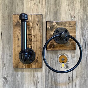 Rustic Industrial Farmhouse Bathroom Set of 2, Toilet Paper Holder ...