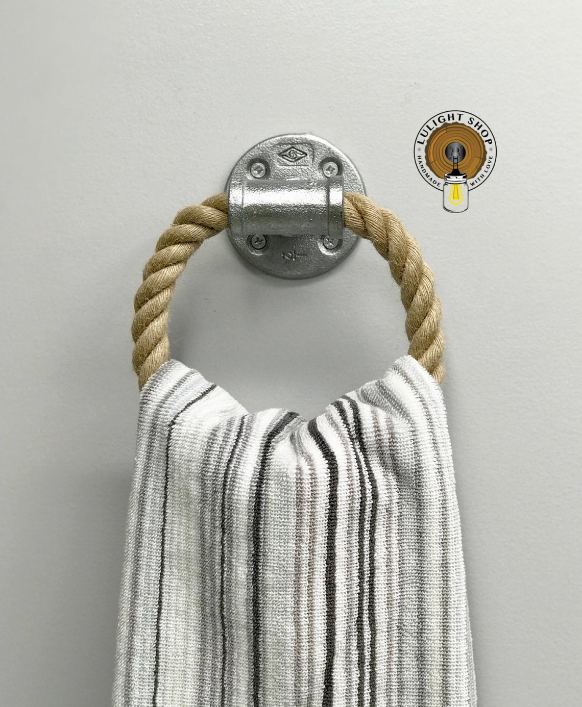 Rustic Industrial Modern Rope Towel Ring Nautical Design | Etsy