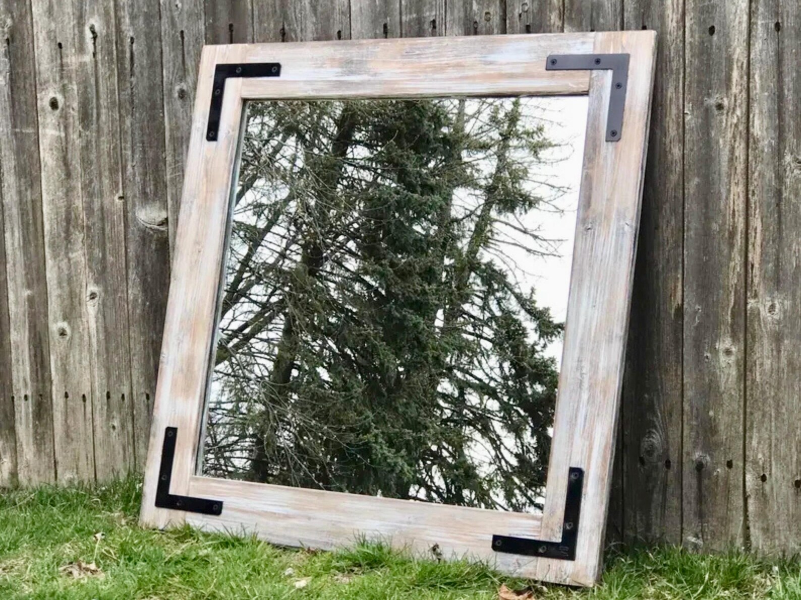 Light Whitewash Handcrafted Framed Mirror - Made in USA | Customizable ...