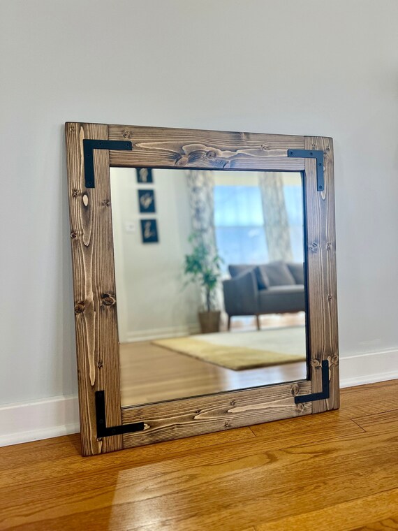 DARK WALNUT Mirror Farmhouse Mirror Country Framed Mirror Rustic Wood Mirror Wall Mirror Vanity Cottage Small Large Bathroom Mirrors Etsy