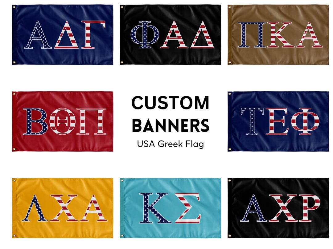 USA Greek Letter Flag | Recruitment Banner | Design Your Own Greek Flag ...