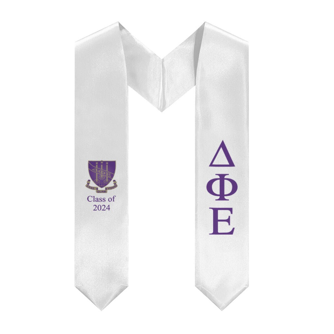 Delta Phi Epsilon Crest Class of 2024 Graduation Stole White & Purple ...