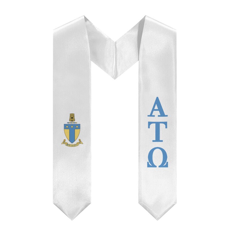 Alpha Tau Omega Graduation Stole With Crest - White & Sky Blue - Etsy