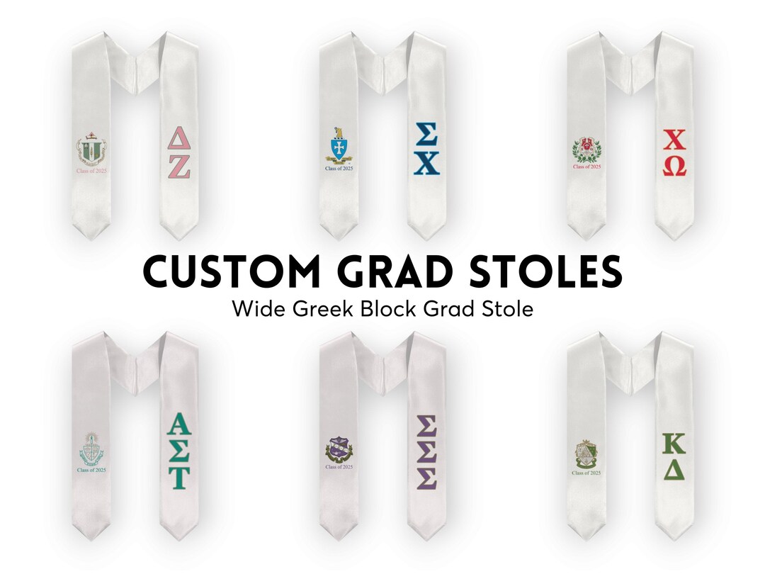 Custom Sorority Stole | Wide Greek Block Grad Stole | Design Your Own ...