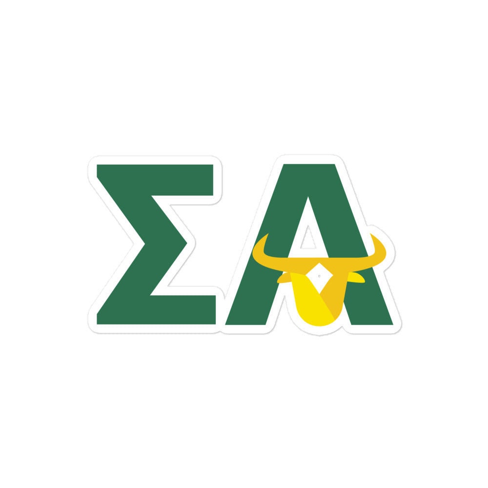 Sigma Alpha Green Letters With Bull Sticker - Etsy