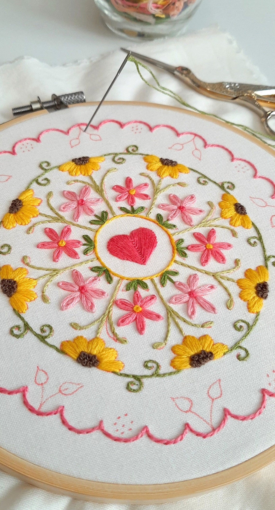 Sunny Mandala Hoop Embroidery Embroidery Pattern PDF - Etsy