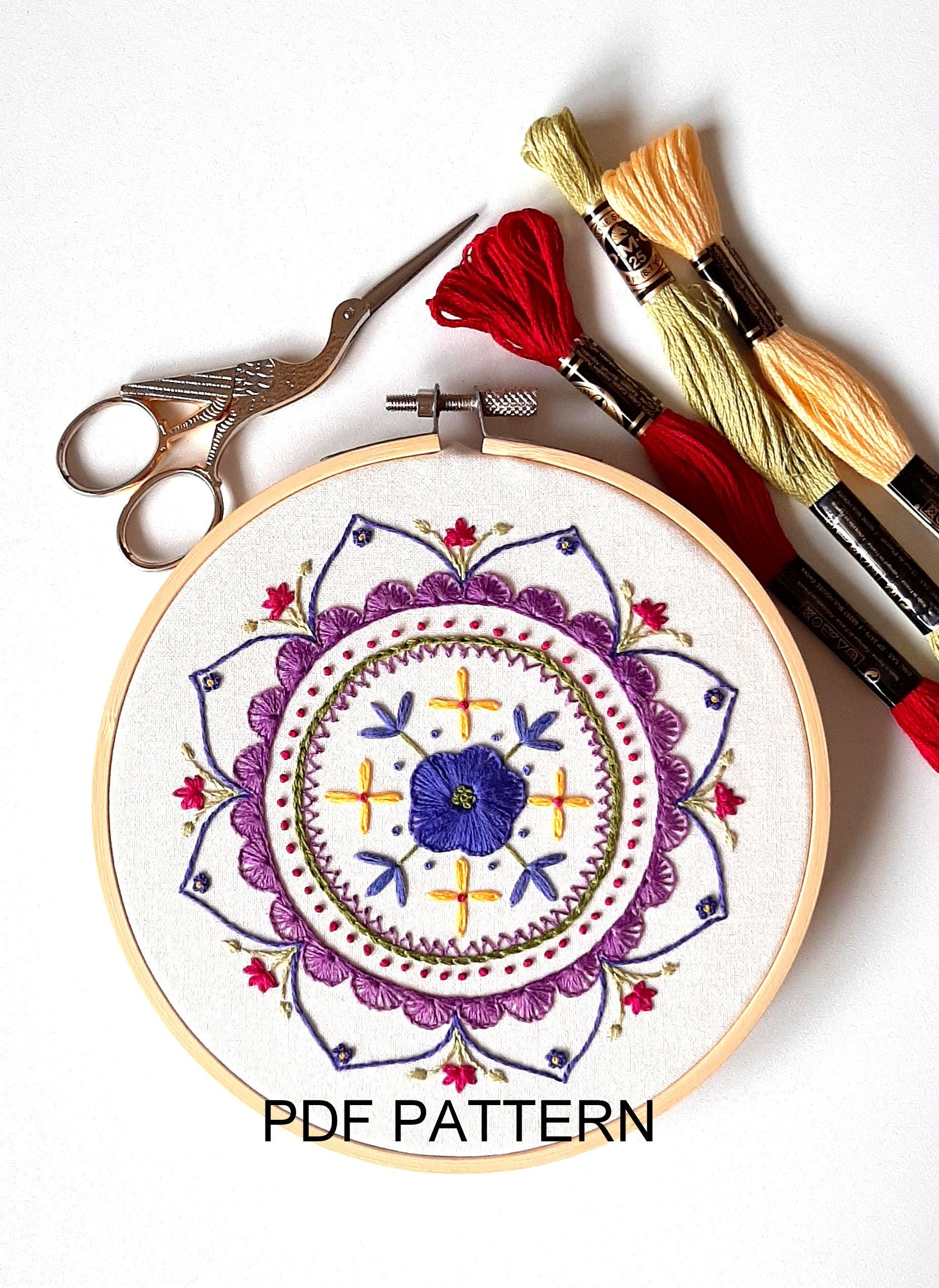 Fleur Mandala Hoop Embroidery Embroidery Pattern PDF Download DIY ...